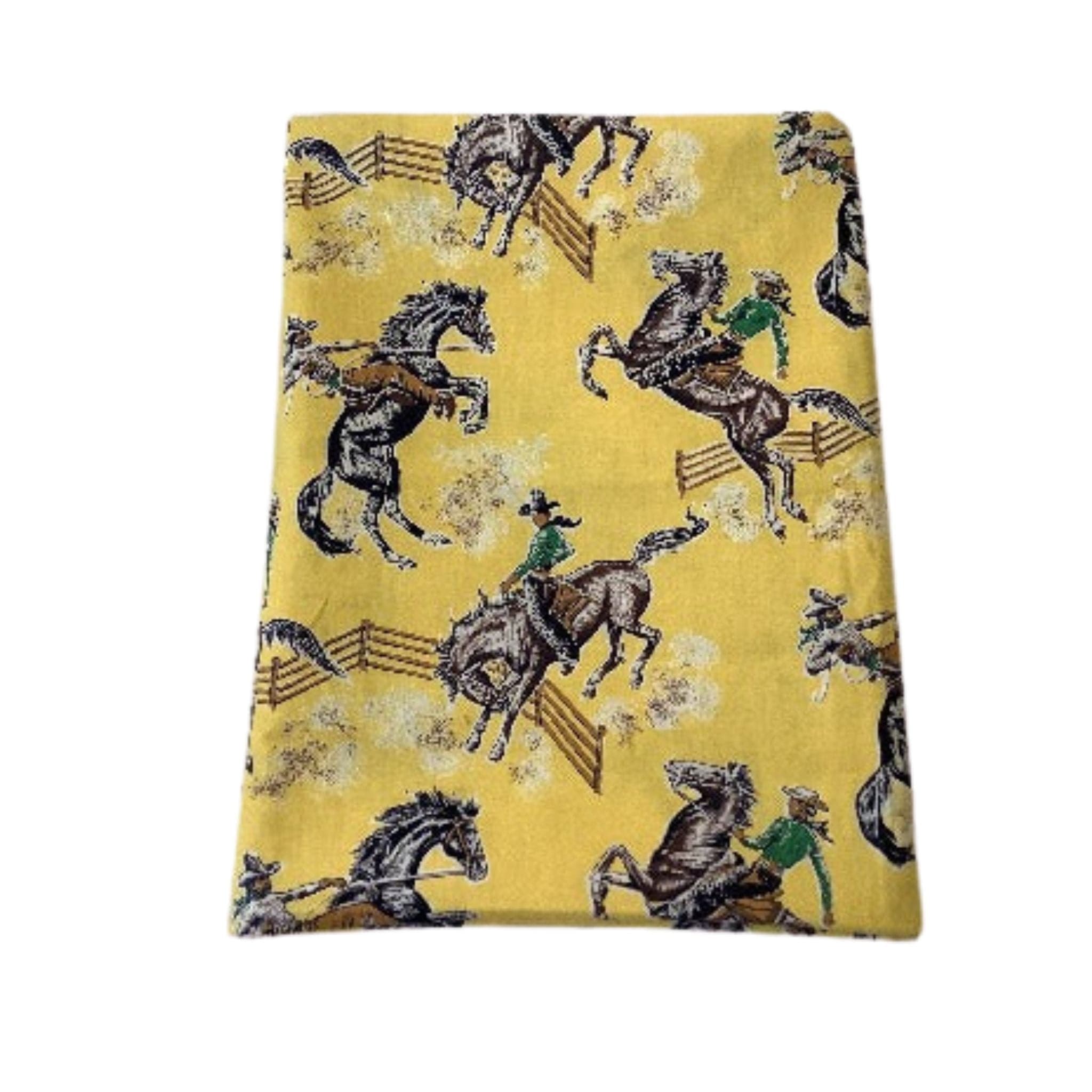 Yellow Cowboy Flannel 1950s - Western Themed - Soft Cotton