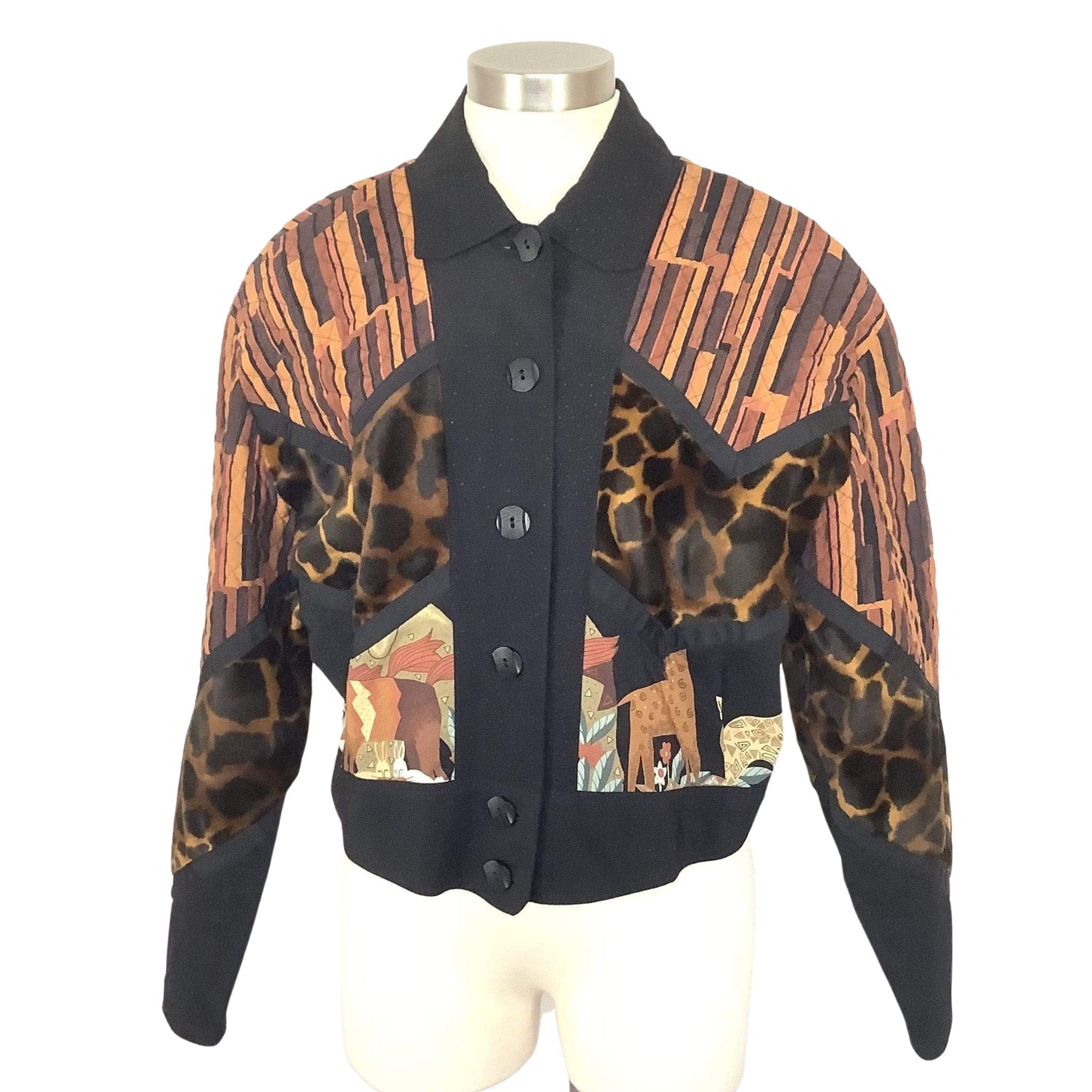 Size-S Black-Multi Women's Jacket - 1980s Howard Wolf