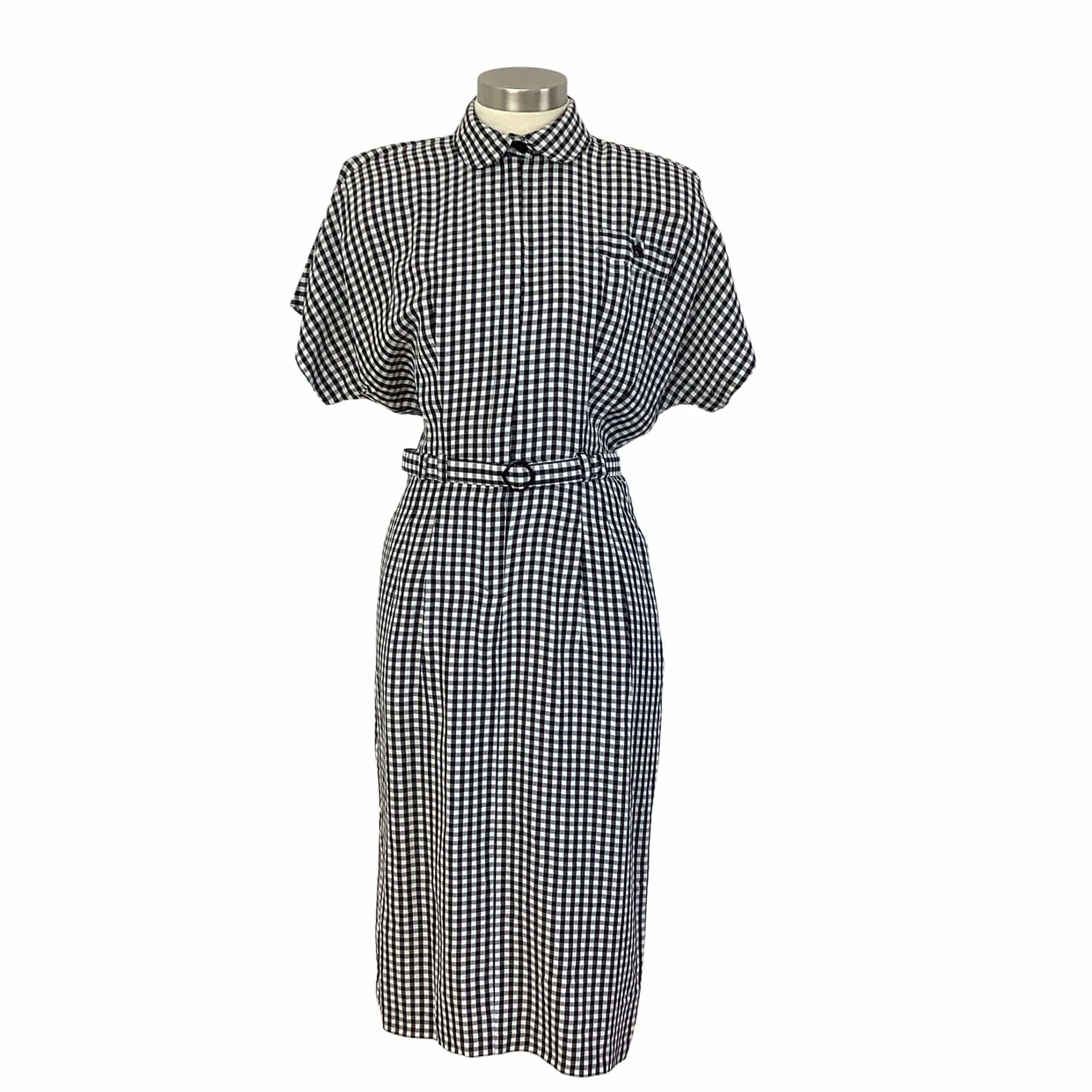 Vintage Checkered Dress 1980s - All That Jazz Black White